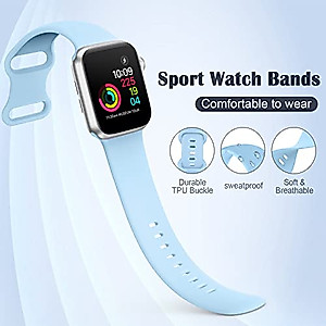 TreasureMax 15 Pack Bands Compatible with Apple Watch Band 41mm 40mm 38mm 45mm 44mm 42mm, Sport Waterproof Wristbands Soft Silicone Strap for iWatch Series 8 7 6 5 4 3 2 1 SE Men Women 38/40/41mm