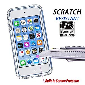 BESINPO iPod Touch 7th Generation Case, iPod Touch 6th/5th Generation Case, Full-Body Built-in Screen Protector Rugged Protection Shockproof Clear iPod Touch Case Cover for iPod Touch 7/6/5