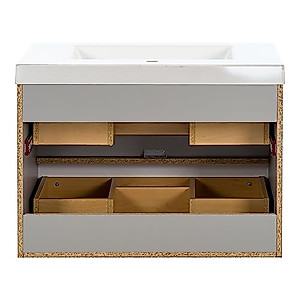 Spring Mill Cabinets Innes Floating Bathroom Vanity with 2 Drawers and White Sink Top, 30.5" W x 18.87" D x 22.25" H,Grey