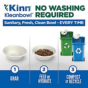 Kinn Kleanbowl Disposable Dog Food Bowls, 8 oz (Pack of 50) - Frame System Refills, Compostable Cat Food Bowls, Leakproof for Pet Feeding