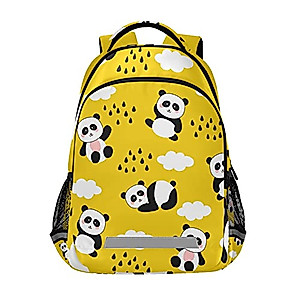 Acpiggto Backpack Laptop Rucksack Panda Yellow Black Cloud Sky Rain Drops Cute Animal Daypack Shoulder Bag for Travel Hiking Sports Gym Casual Camping,Color326,Large Size
