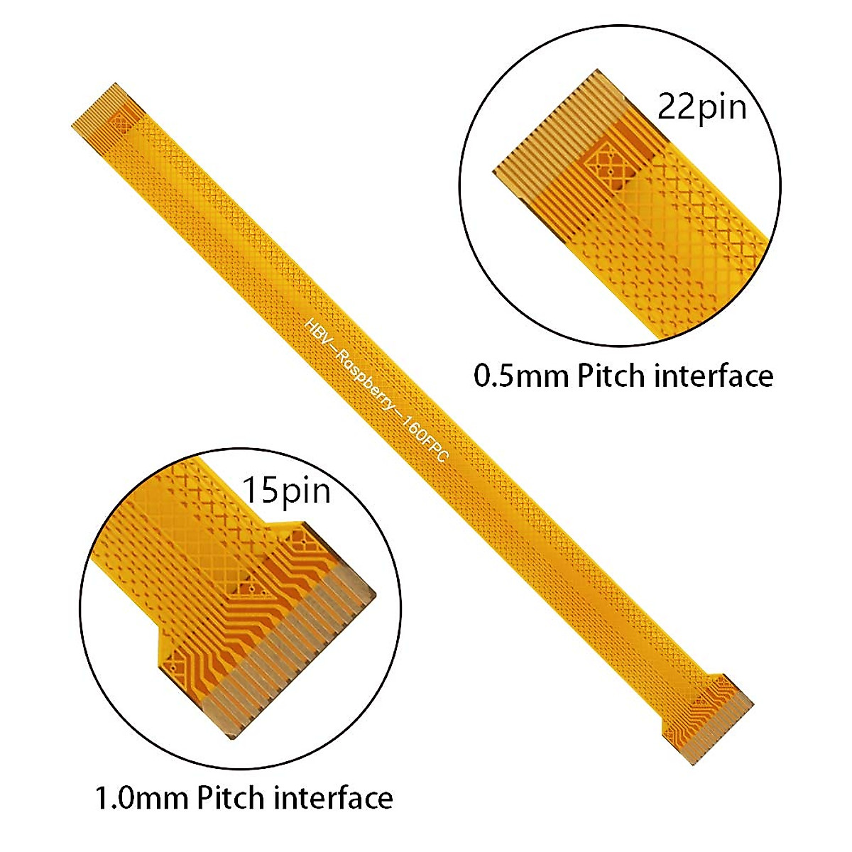 Aokin for Raspberry Pi Camera Cable, FPC Cable Ribbon Flex Extension Cable 15 Pin 22 Pin for Raspberry Pi Zero or Zero W, Octoprint Octopi Webcam, Monitor 3D Printer, etc, 16cm/6.30in, 1 Pcs