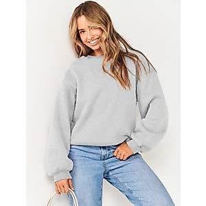 ANRABESS Women's Sweatshirts Hoodies Crewneck Oversized Fleece Pullover Sweaters Cute Top Y2K Teen Girls Preppy Clothes 2024 Gray Large