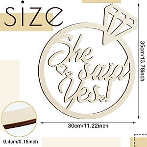 Youyole She Said Yes Wooden Sign 13.78'' x 11.22'' Diamond Ring Wood Cutout Sign Wedding Engagement Party Decorations Photo Booth Props with Hanging Rope Bridal Shower Rustic Engaged Hanging Sign