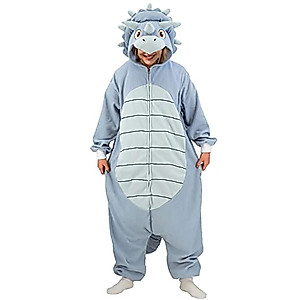 LZBXBXDA Unisex Adult Dinosaur Triceratops Onesie One Piece Pajamas Animal Plush Halloween Christmas Costume Homewear Sleepwear for Women men