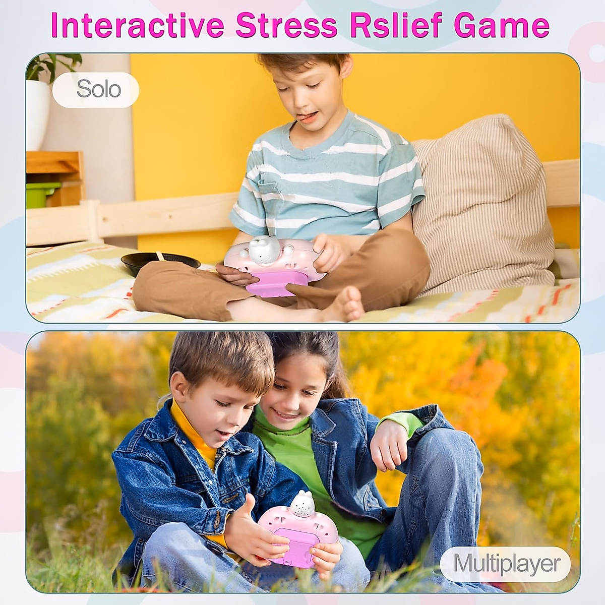 Blackma Fast Push Game Pop Fidget Toys for Kids, Handheld Puzzle Game Sensory Toys with LED Screen, Quick Push Light Up Game Gifts for 3-12 Year Old Girls Boys (Rabbit)