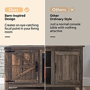 T4TREAM Fireplace TV Stand for 75 Inch TV, Farmhouse Barn Door Media Console, Entertainment Center with 23" Electric Fireplace Remote Control, for Living Room, 66 Inch, Dark Rustic Oak
