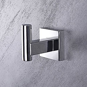 Suyar Bath Towel Hook Polished Chrome, SUS304 Stainless Steel Modern Shower Robe Holder, Bathroom Kitchen Coat Towel Hanger Wall Mounted
