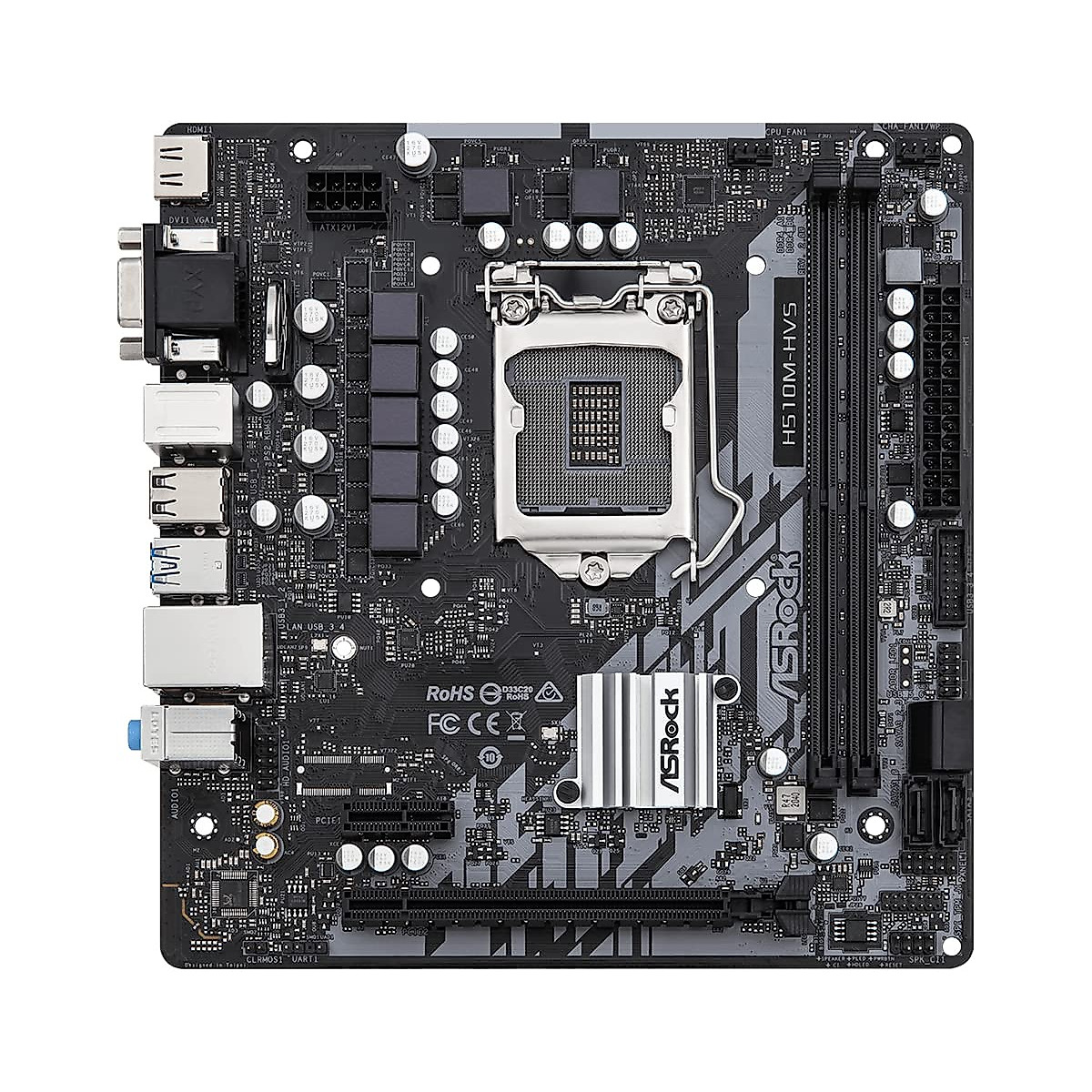 ASRock Mae H510m-hvs R2.0, Ddr4, Socket Lga1200, M-ATX, Intel H510 Chipset, H510m-hvs R2.0, Black