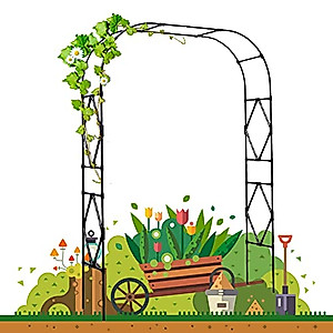Heavy Duty Garden Arch Roses Vines Black Metal Tubular Arbour Archway Arches Trellis Arbor Frame Anti-Rust Weatherproof 1 Pcs 1.8x2.4m 2.8x2.4m 3.2x2.4m (Black W2.3xH2.4m)