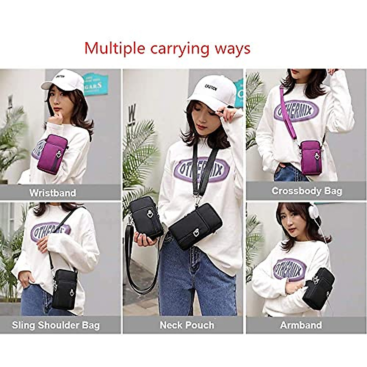 Cellphone Purse Wallet Cross Over Body Bag Shoulder Pouch Wristlet Armband for Samsung Galaxy S23 Ultra S22 S21 S20 FE A03 A33 A04 A14 A53 iPhone 14 13 12 11 Pro Max XR Google Pixel 7 6 Pro (Black)