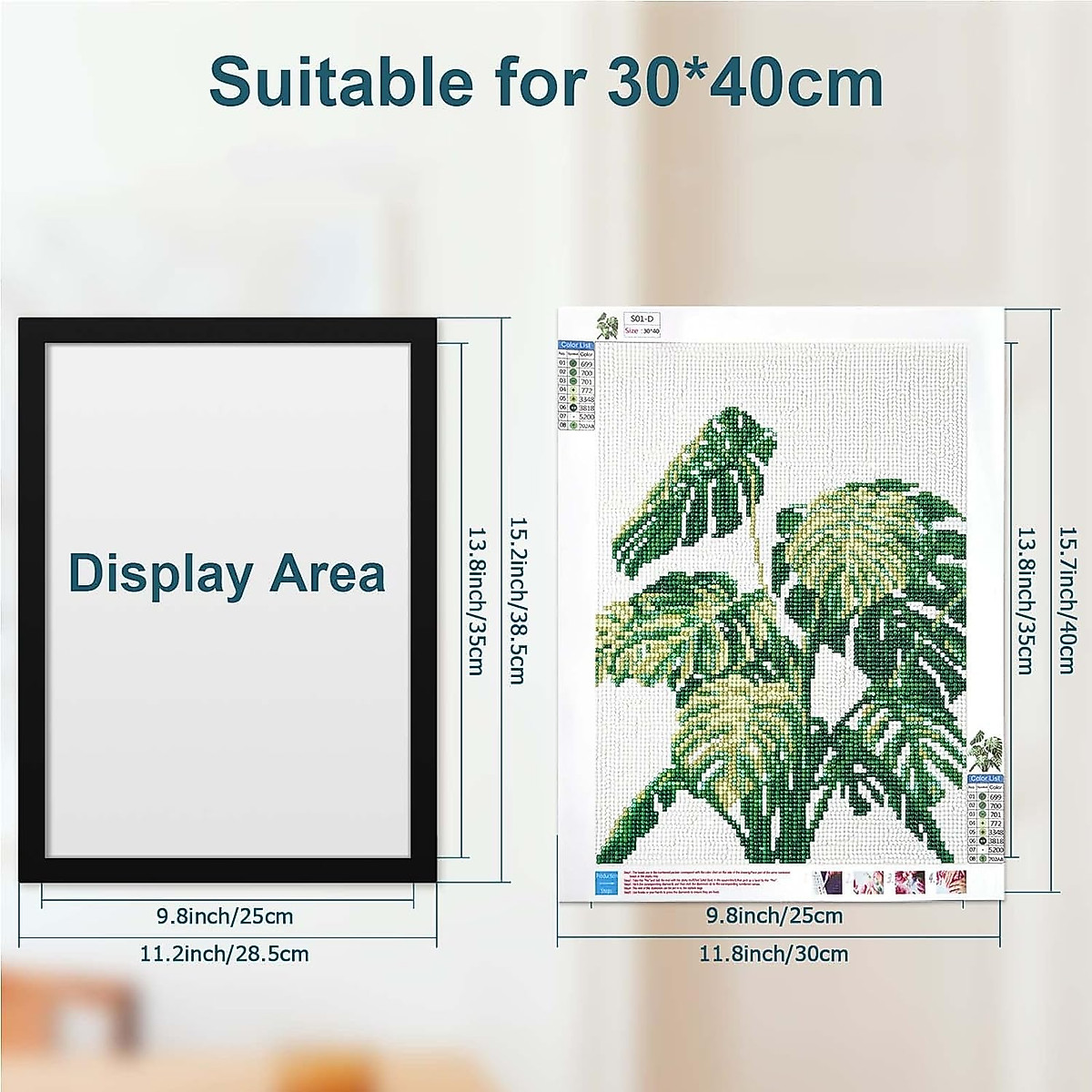 PP OPOUNT 4 PCS Diamond Art Frames, 30 x 40 cm Self-Adhesive Diamond Picture Frame, Magnetic Picture Frame For Diamond Art Display and Protection, Window, Home Wall Office Decor