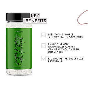 The Diamond Life Home "Juniper & Cypress" Natural Carpet Powder, Rug & Upholstery Freshener, Odor Eliminator For Homes With Kids & Pets