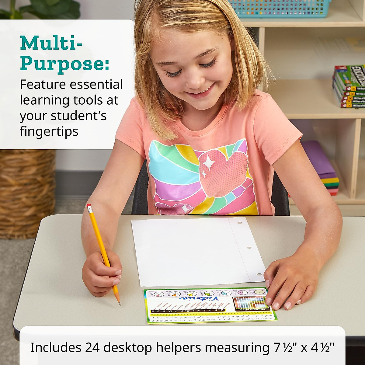Really Good Stuff 24PK Intermediate Self-Adhesive Vinyl On-The-Go Reference Nameplate with Cursive & Math Skills-Traditional Manuscript Name Tags