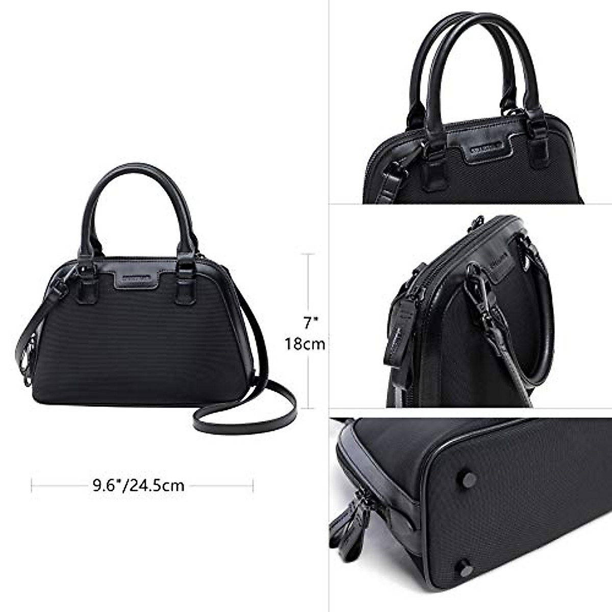 SMARTHAIR Womens Shoulder Bag Nylon Top-Handle Bags Tote Purse,Black,TA30