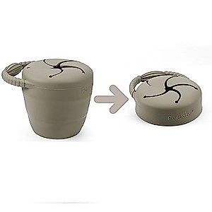 PandaEar Silicone Snack Containers, Collapsible Toddler Snack Cups Spill Proof Food Catcher for Toddler Baby, Pack of 2 -Light Tan/Walnut