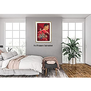 Soccer Superstar Cristiano Ronaldo Poster Wall Art, Motivational Football Star Canvas Wall Art, Cristiano Ronaldo Football Career 800 Ball Commemorative Poster for Office Home Decor, 16"x24"-Unframed