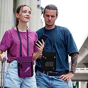 Lufyzora Passport Holder Neck Pouch for Women&Men Adjustable Strap Neck Wallet for Traveling RFID Blocking Travel Wallet (Purple)