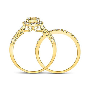 3/4 Carat (G-H, I1) Baguette Diamond Engagement Ring Wedding Set in 14K Yellow Gold