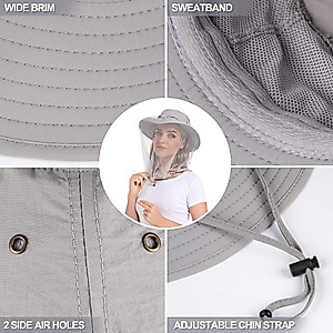 Mosquito Head Net Hat - Bug Cap UPF 50+ Sun Protection with Hidden Netting for Beekeeping Hiking Men & Women Light Grey