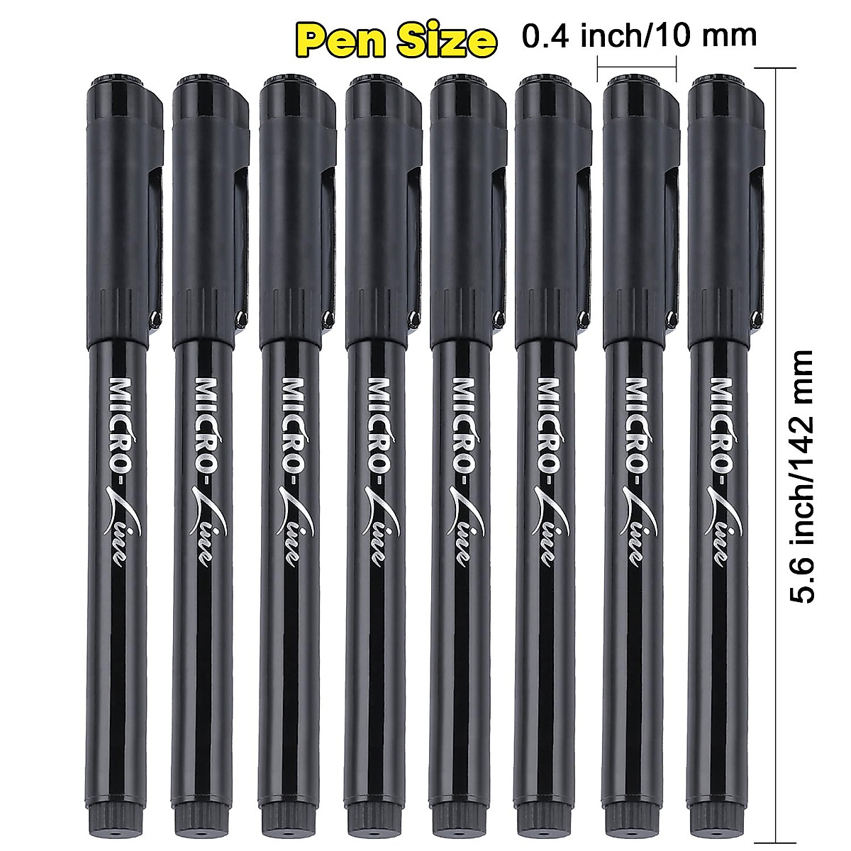 Dyvicl Hand Lettering Pens, Calligraphy Brush Pens Art Markers for Beginners Writing, Sketching, Art Drawing, Illustration, Scrapbooking, Journaling, Black Ink Pen Set, 8 Sizes