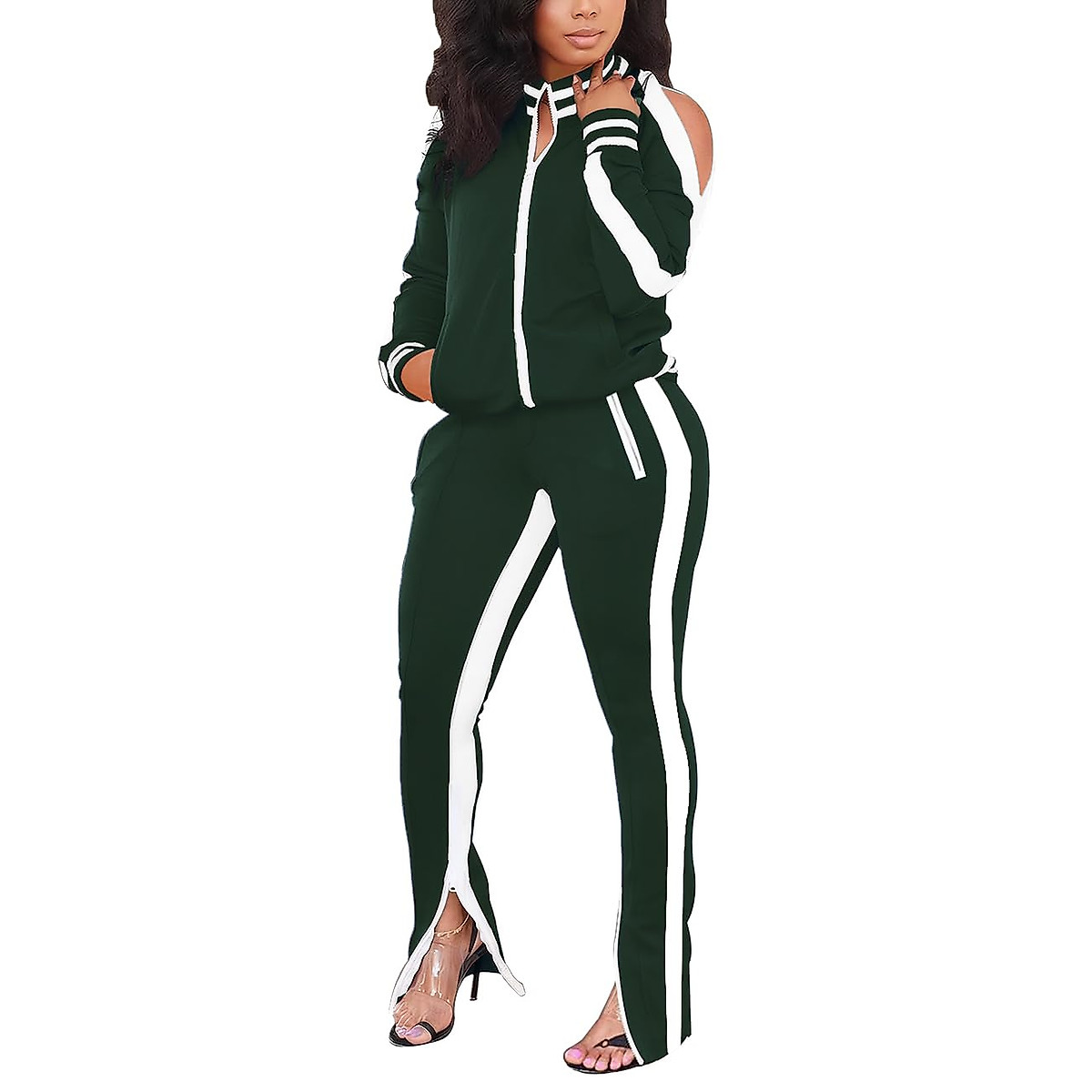 TOPONSKY Lounge Wear Set Outfits Jogger Outfitswomen Grey Sweat Suits Women Dark Green M