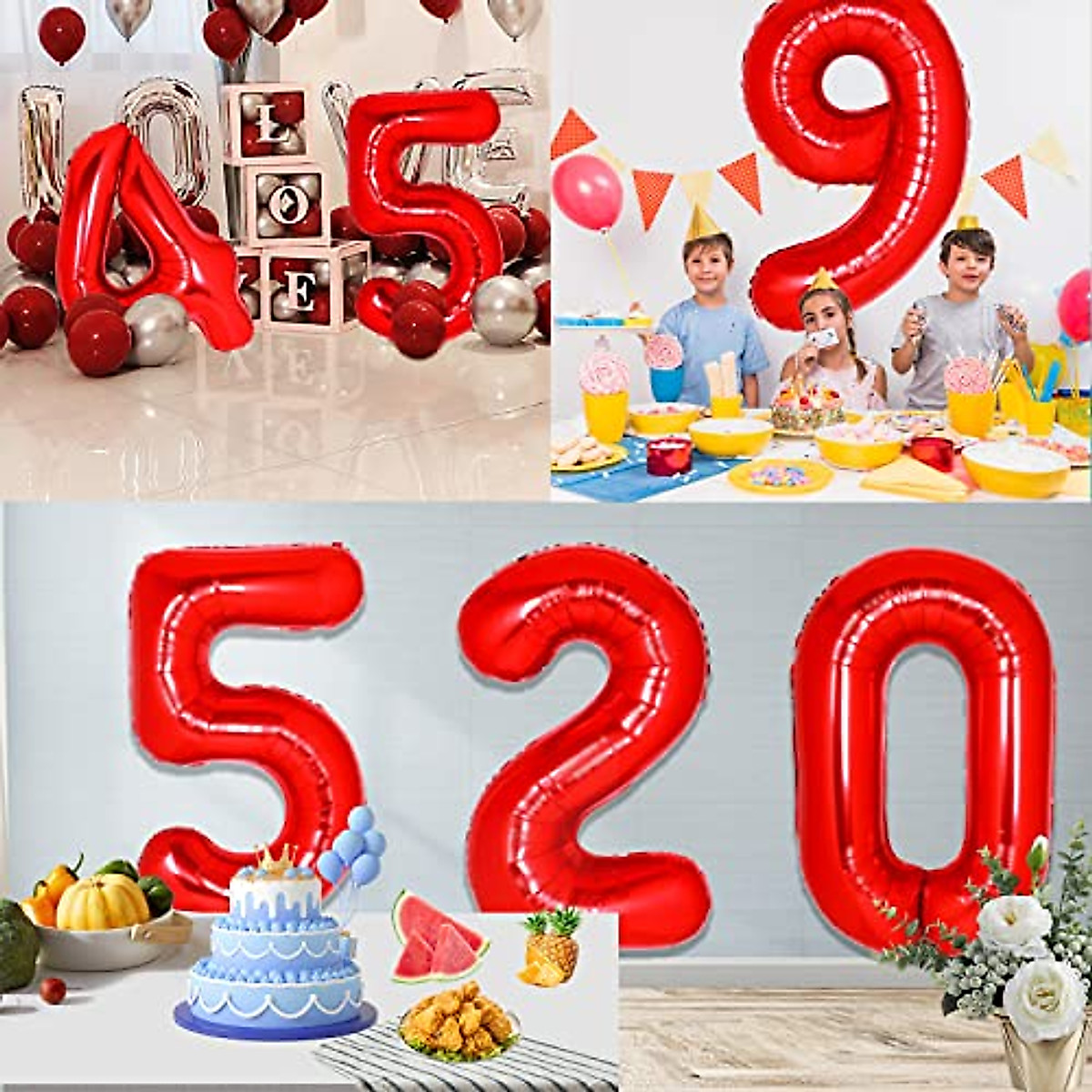 40 Inch Giant Red Number 12 Balloon, Helium Mylar Foil Number Balloons for Birthday Party, 12th Birthday Decorations for kids and adults, 12 Year Anniversary Party Decorations Supplies