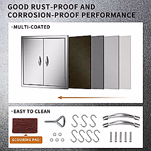 HONYTA Double Access Door 24W x 24H Inch, Stainless Steel BBQ Double Access Door Vertical to The Wall, Indoor Kitchen and Outdoor Kitchen Door for BBQ Island, Outdoor Kitchen Storage