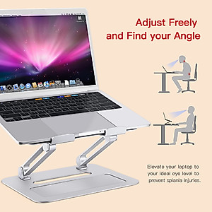 TRUNIUM Laptop Stand, Laptop Holder, Multi-Angle Stand with Heat-Vent, Adjustable Laptop Riser for Laptop up to 15.6 inches, Compatible for MacBook Pro/Air, Surface Laptop, and so on (Silver)