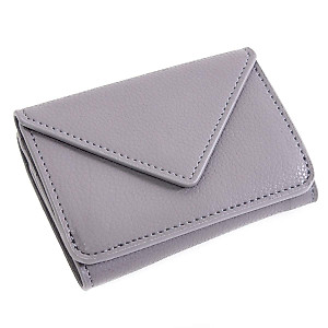 MALTA Genuine Leather Trifold Mini Wallet for women Coin Purse Card Holder Compact - Grey