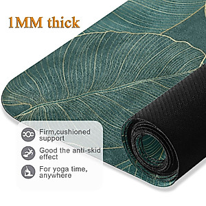 ZOEO Vintage Mandalas Leaves Yoga Mat Non Slip Thick Kids Banana Palm Eco Rubber Workout Foldable Yoga Mat Women Exercise, 70.8''x26''