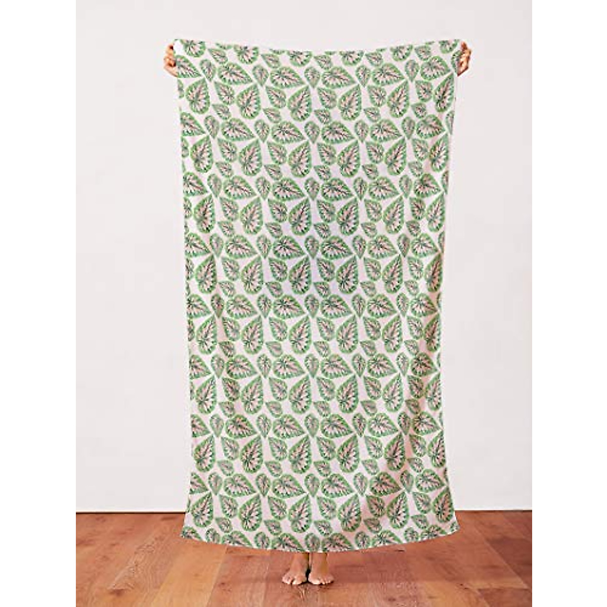 PBS Fabrics Modern Botanicals by Living Pattern, Quilter's Cotton by The Yard, Jungle Peach, Green