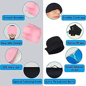 Headache Relief Hat for Migraine, Headache Migraine Relief Cap for Tension Headache Migraine Relief, One Size Fits All Headache Cap with Reusable Ice Gel Pack for Puffy Eyes, Stress Relief (Pink)