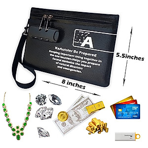 Small Fireproof Bagwith Lock,KaAutoler Fireproof, Waterproof Money Bag, with Zipper Fireproof Safe Box Money Pouch Envelope Container for Cash, for Keys, Cash, Jewelry and Other Valuables