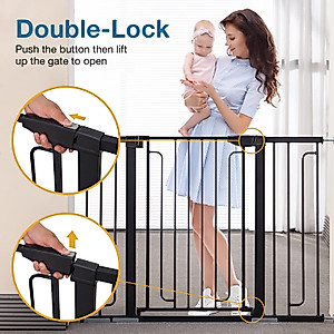 36" Extra Tall Baby Gate for Stairs Doorways, ALVOD 29.93-51.5" Wide Auto Close Wide Baby Gate with 2-Way Door, Wall Pressure Mounted Walk Through Baby Gate for Dogs and Kids