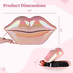 Pink Lip Phone, Homaisson Novelty Lip-Shaped Phone Retro Pink Corded Landline for Home Office Store Retro Phone Decoration-9.06 x 4.92 x 2.91 inches