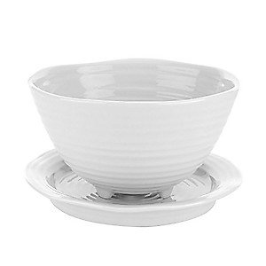 Portmeirion Sophie Conran White Berry Bowl and Stand | 5.5 Inch Fruit Bowl for Berries, Dessert, or Candy | Mini Serving Dish for Kitchen Counter | Made from Fine Porcelain