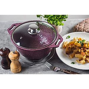 Cooking Pot Aluminum Pot with Glass Lid "Trendy style" (mystery) Cookware Kitchen Pot (6.3-qt. (6 L))