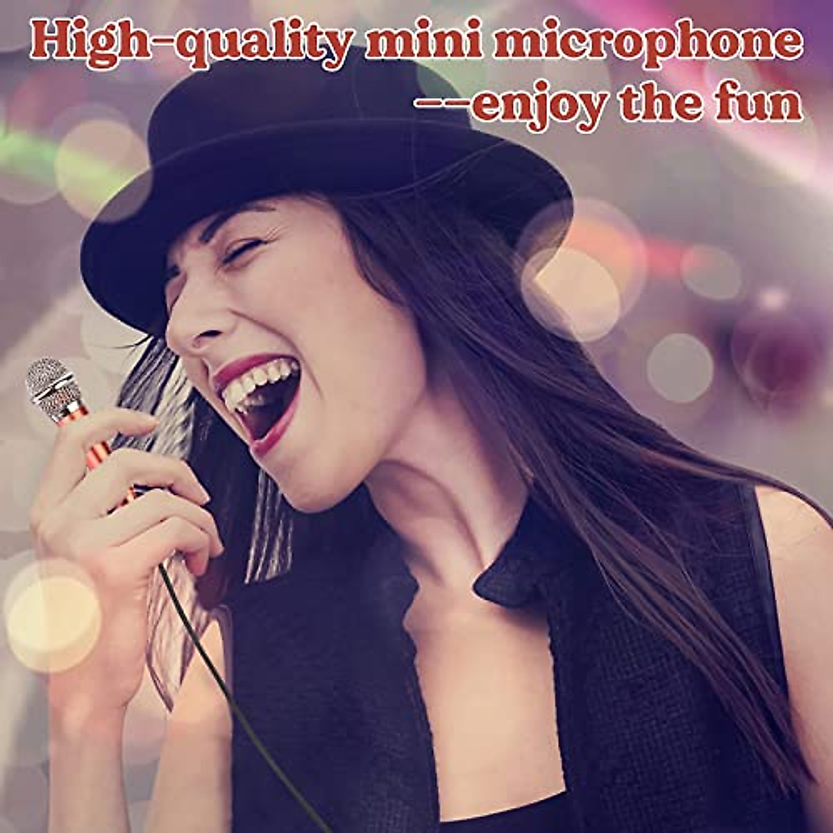 5-Piece Mini Microphone Tiny Microphone Mini Mic for Recording Voice and Singing on iPhone, Android Phones or Tablet, Metal, with 113 cm Cord, 3.5 mm Input (Rose red, Rose Gold, Silver, Blue, Black)