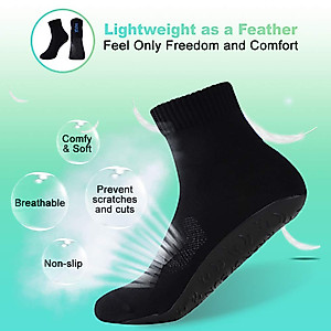 RANDY SUN Womens and Mens Barefoot Quick-Dry Socks, Not Waterproof Sand Shoes for Sim Racing Beach Swim Surf Yoga Jogging Aerobics Exercise(1 Pair Black Ankle L)