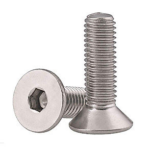 M4-0.7 x 14mm Flat Head Socket Cap Screws Countersunk Bolts, Stainless Steel 18-8 (304), Bright Finish, DIN 7991, Allen Socket Drive, 100 PCS