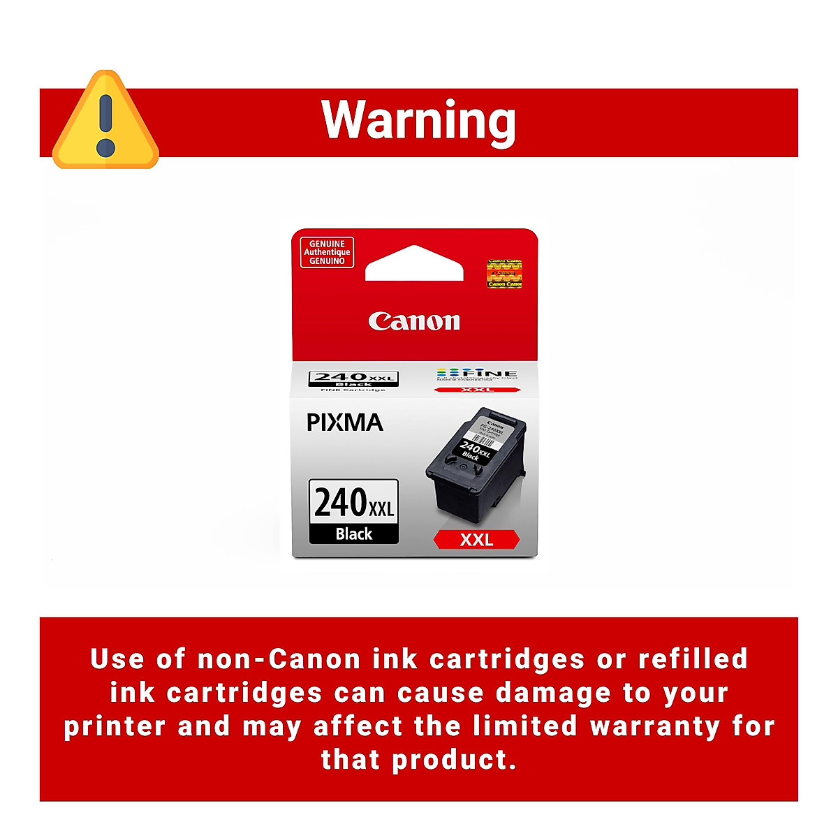 Canon PG-240 XXL Black Ink Cartridge Compatible to printer MG2120, MG3120, MG4120, MX432, MX522, MX452, MX392, MG2220, MG3220, MG4220, MG3520, MG3620, MX472, MX532, TS5120