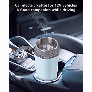 Car Kettle Water Boiler 12V – Portable Electric Kettle Heater Cup for Car – 350ML Stainless Steel Travel Kettle Electric Small Auto Shut-off for Car Camping, Road Trip, Blue