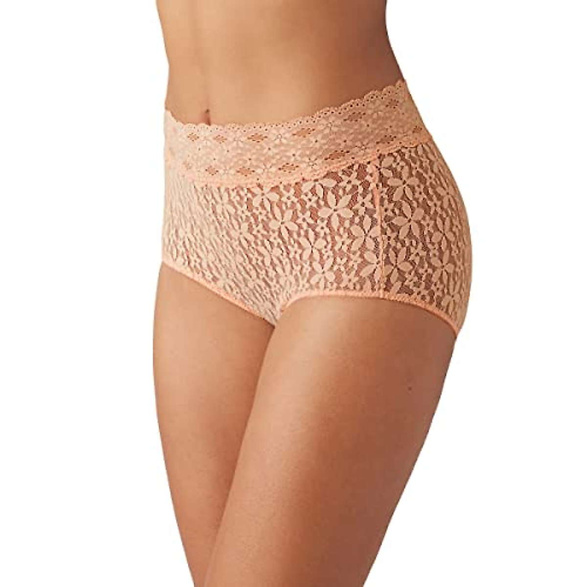Wacoal Women's Halo Lace Brief Panty, Almost Apricot, Large