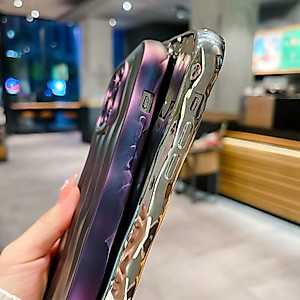 HYUEKOKO Water Ripple Pattern Case for iPhone 13 Pro Max Soft TPU Shockproof Camera Protective Back Cover for Women Girl Curly Wave Frame Phone Case for iPhone 13 Pro Max 6.7 Inch White