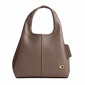 COACH Polished Pebble Leather Lana Shoulder Bag 23, Dark Stone