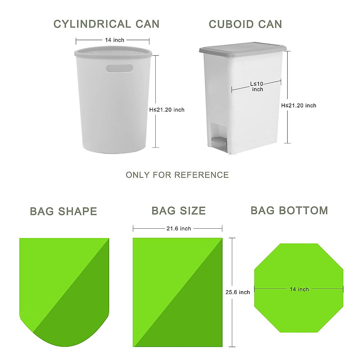8 Gallon Trash Bags, Inwaysin Garbage Bags Compatible with Simple Human H Trash Can, Compostable 6-9 Gal 30L ( Clear Green, 100 Count (Pack of 1))