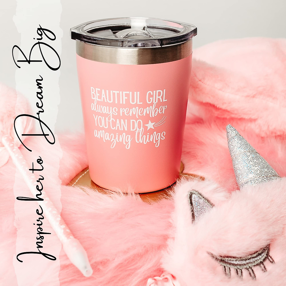 TrueSooth Unicorn Gifts for Girls Age 6-8 - Lavender Plushie/Plush Star Pillow, Girls Unicorn Sleep Mask, Mug, Notebook Set - Birthday for 6, 7, 8 Year Old Girl, Little Girl Gifts