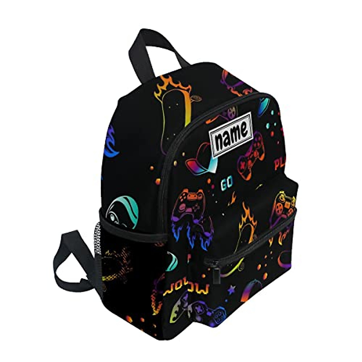 Glaphy Custom Kid's Name Backpack, Video Game Skateboard Colorful Toddler Backpack for Daycare Travel Personalized Name Preschool Bookbags for Boys Girls