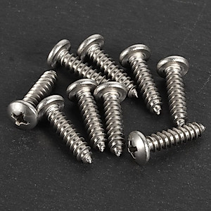 #4 x 1 Pan Head Wood Screw Self Tapping Screws, 304 Stainless Steel 18-8, Bright Finish, Pack of 100